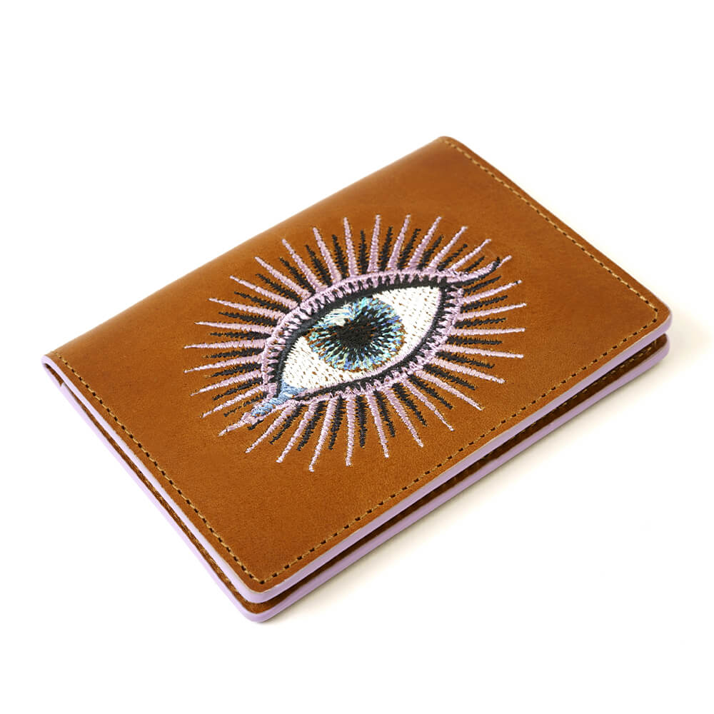EYE leather card holder 👁 Tan – Doors of Perception Ibiza